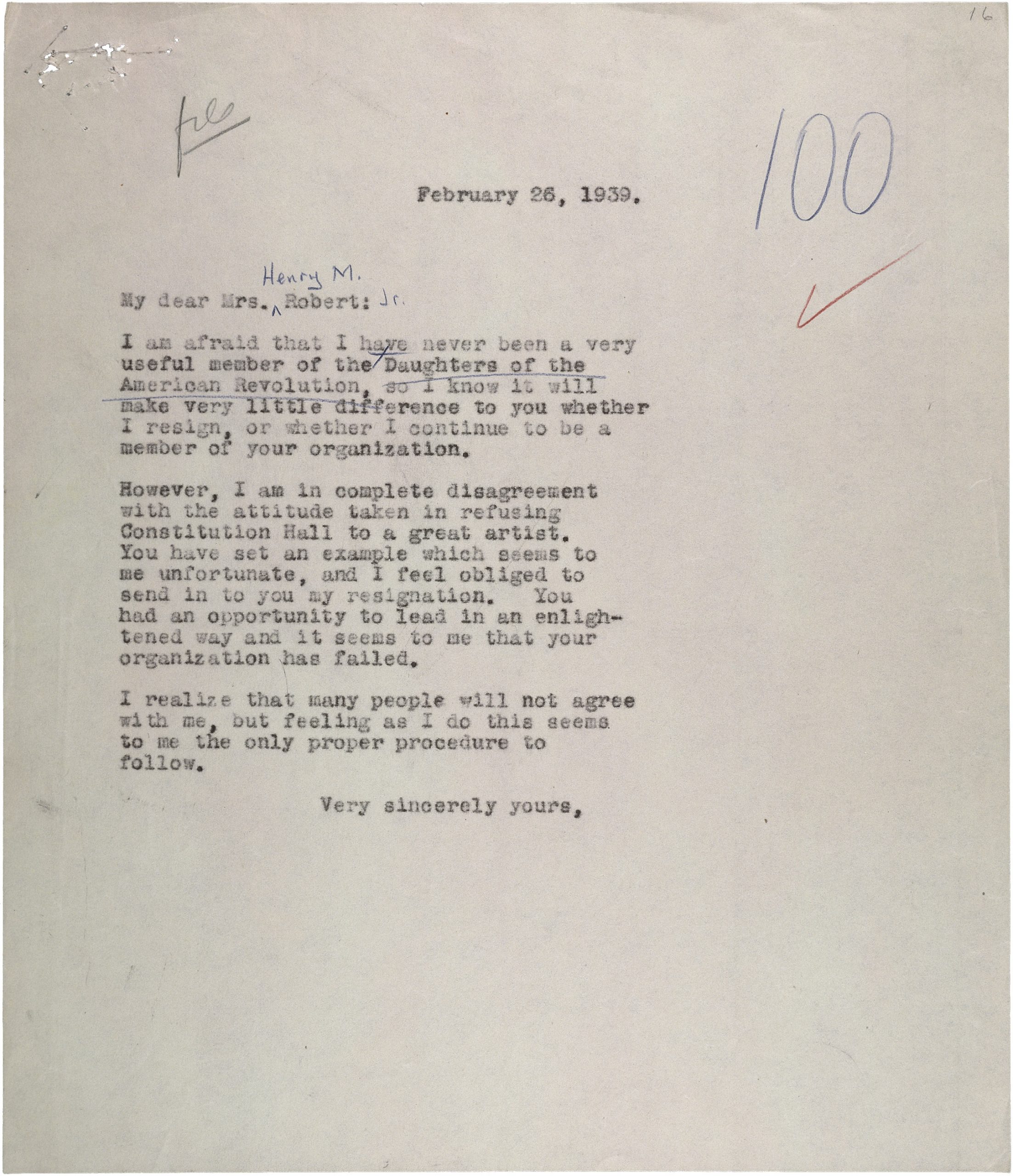 Letter from Eleanor Roosevelt to Mrs. Henry Roberts (1) – Rediscovering ...