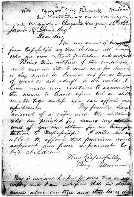 Freedmen’s Bureau Transportation Records: Letters of “Sold” Former ...