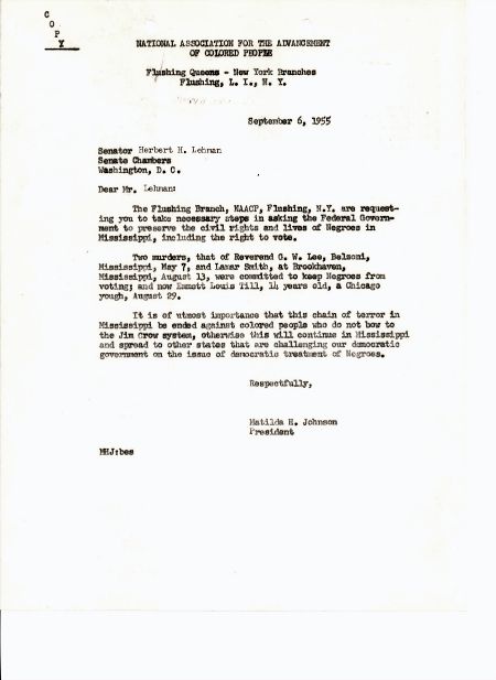 Letter form the NAACP, Flushing Branch (144-40-116, section 1 ...