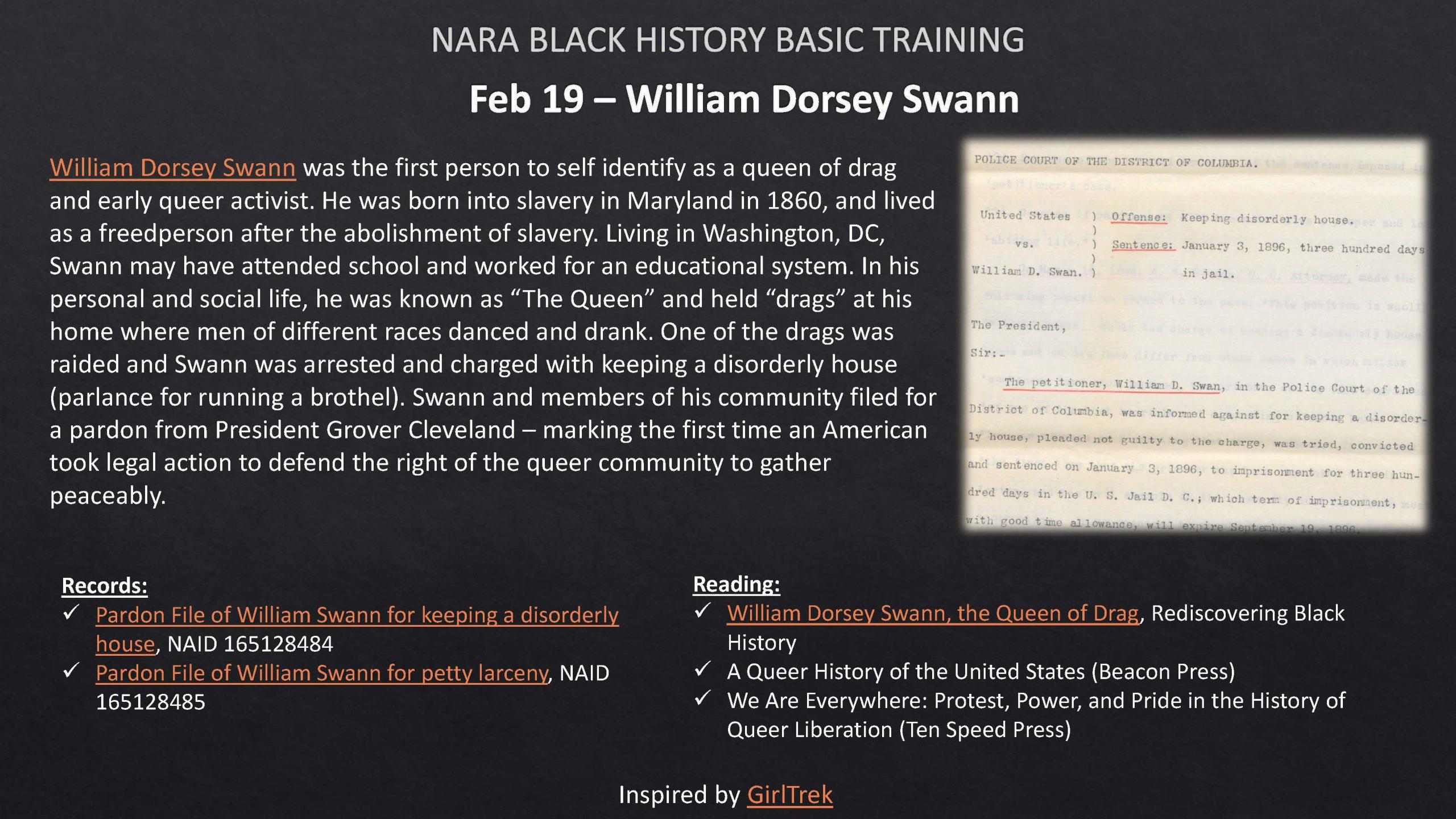 Feb 19 – William Swann – Rediscovering Black History